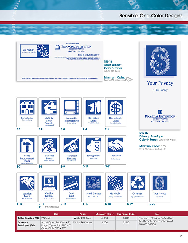 Teller Receipt and Drive-Up Envelopes Catalog – General Financial Supply