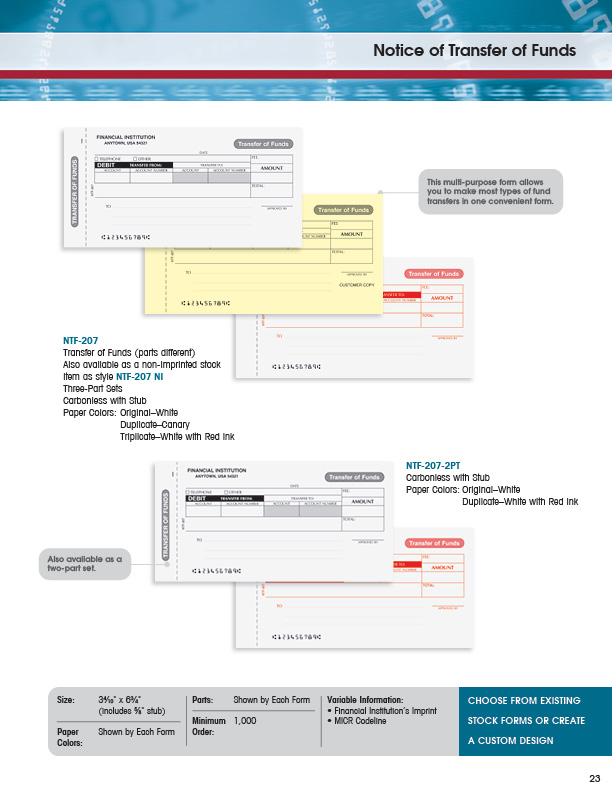 Internal Financial Forms/Official Checks – General Financial Supply